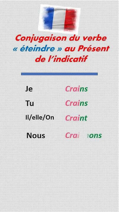 La Conjugaison Du Verbe Craindre Au Présent De Lindicatif Youtube