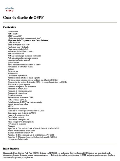 Diseño Ospf Pdf Enrutador Computación Estándares De Red