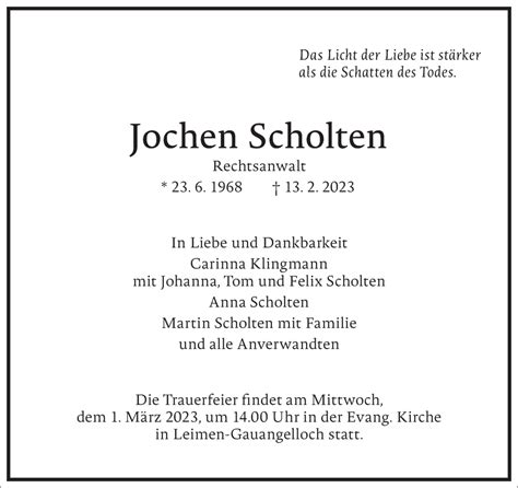 Traueranzeigen Von Jochen Scholten Frankfurter Allgemeine Lebenswege