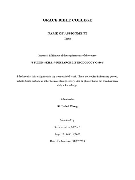 04 Research Methodology Assignment Coverpage Pdf