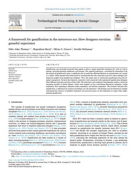 A Framework For Gamification In The Metaverse Era Pdf Experience Qualitative Research