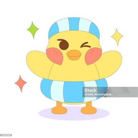 Isolated Cute Happy Chick Cartoon Character Vector Stock Illustration