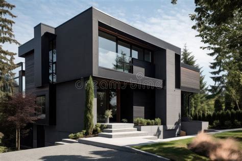 Contemporary Home With Clean Lines And Sleek Minimalist Details Stock Illustration