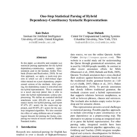One Step Statistical Parsing Of Hybrid Dependency Constituency