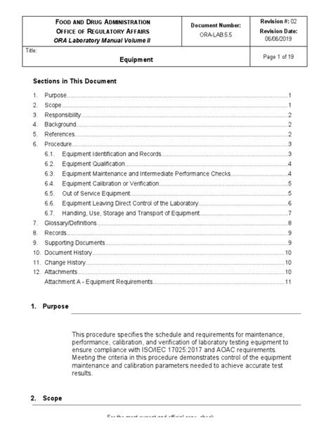 ora lab 5 5 equipment v02 pdf calibration verification and validation