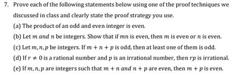 Solved Prove Each Of The Following Statements Below Using Chegg Com