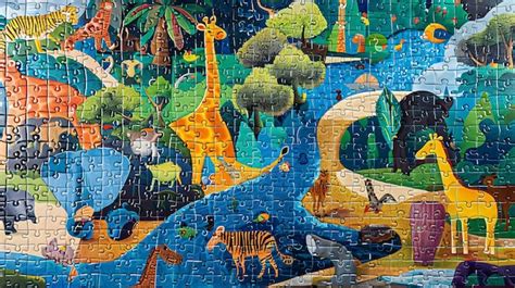 Premium Photo A Colorful Puzzle With A Jungle Theme The Puzzle
