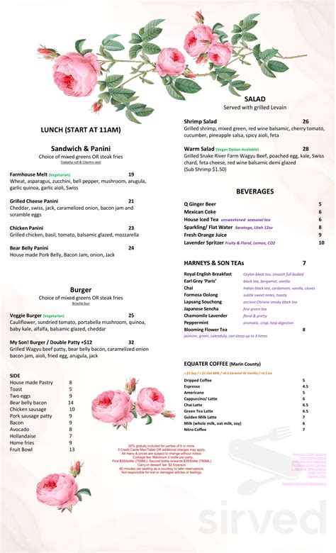 Son And Garden Menus In Palo Alto California United States