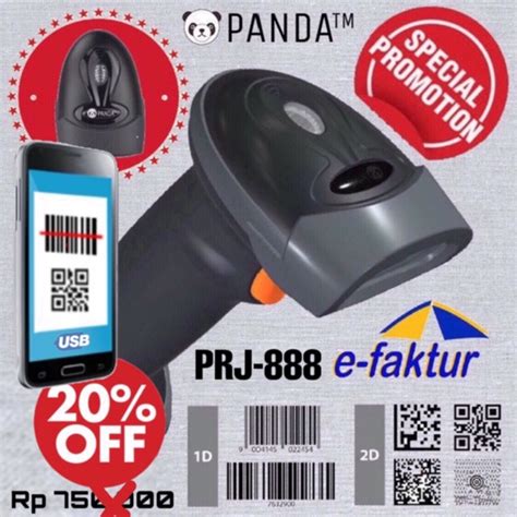 jual barcode scanner 2d 1d panda prj 888 qr code maxicode data matrix