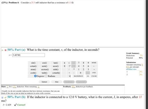 Solved 23 Problem 4 Consider A 25 5 Mh Inductor That Has