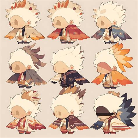 Premium Photo Sticker Of Male Eagle Chibi Kawaii Native American