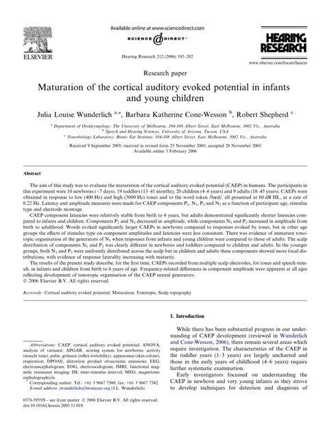 Pdf Maturation Of The Cortical Auditory Evoked Potential In Infants