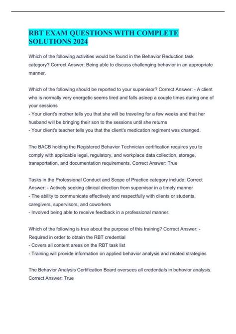 RBT EXAM QUESTIONS WITH COMPLETE SOLUTIONS 2024 RBT Stuvia US