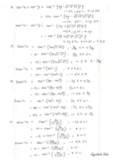 SOLUTION Mathematics Inverse Trigonometric Functions Handwritten Notes Studypool