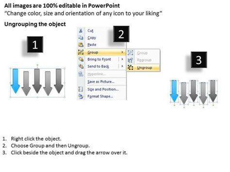 powerpoint arrows 5 stages parallel staggered process templates