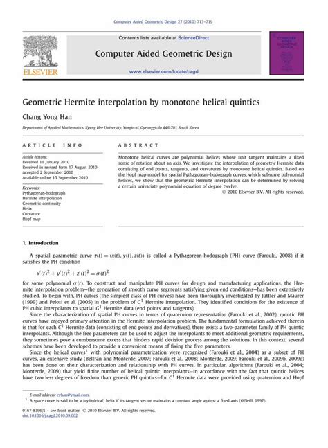 Pdf Geometric Hermite Interpolation By Monotone Helical Quintics Dokumen Tips