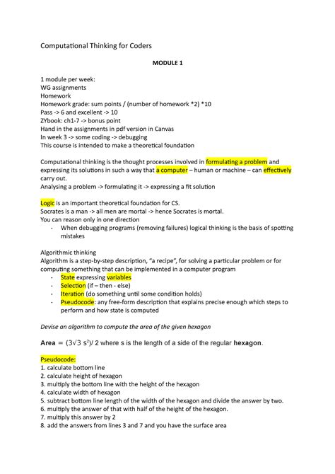 Computational Thinking For Coders Analysing A Problem Formulating It Expressing A Fit