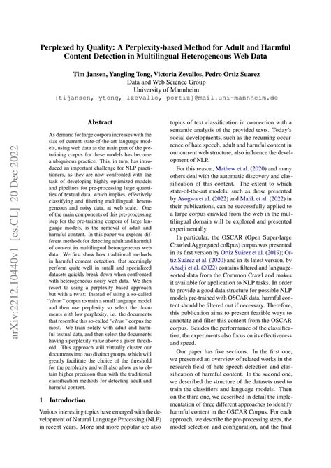 Pdf Perplexed By Quality A Perplexity Based Method For Adult And
