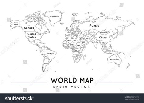 World Map Outline Countries Labeled