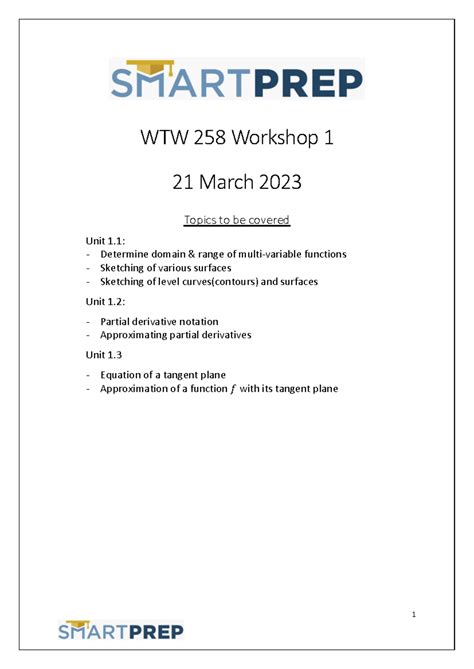 Wtw 258 Workshop 1 Memo Wtw258 Practice Wtw 258 Workshop 1 21 March