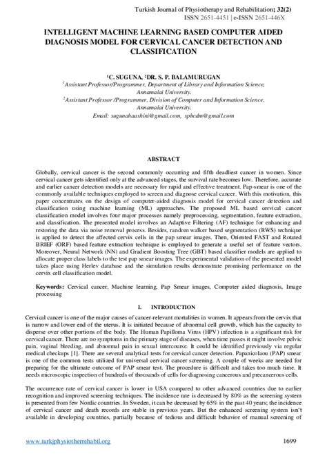 Pdf Intelligent Machine Learning Based Computer Aided Diagnosis Model For Cervical Cancer