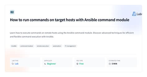 How To Run Commands On Target Hosts With Ansible Command Module Labex