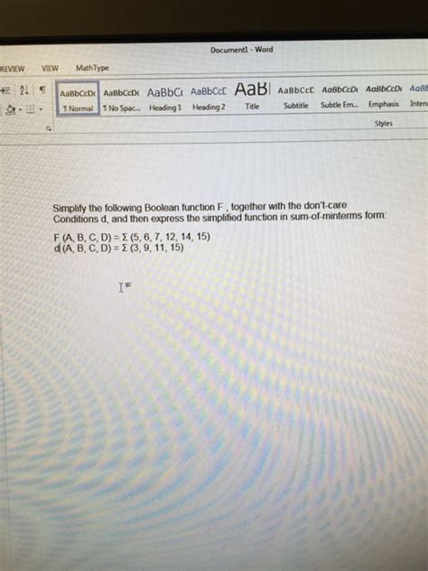 Solved Simplify The Following Boolean Function F Together