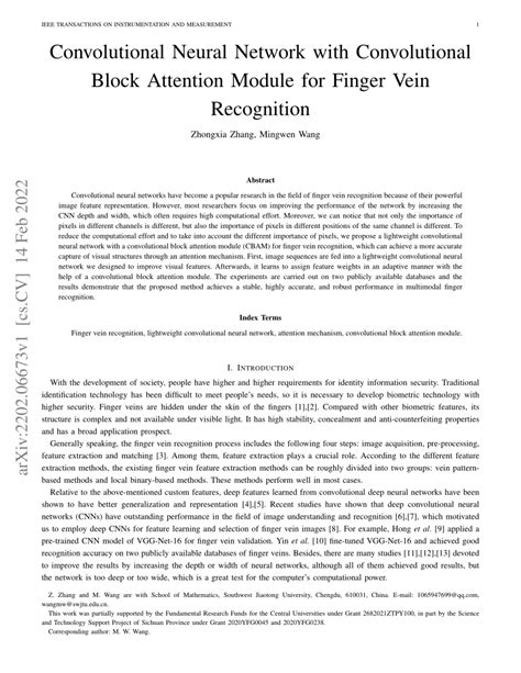 Pdf Convolutional Neural Network With Convolutional Block Attention Module For Finger Vein