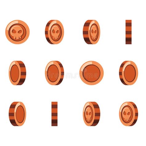 Cartoon Bronze Coin Spinning Animation 12 Frames Stock Vector Illustration Of Circle Collect