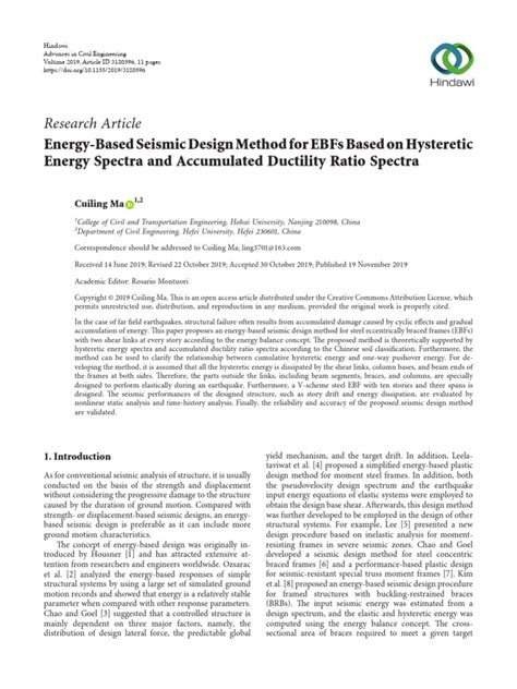 Energy Based Seismic Design Method For Ebfs Based On Hysteretic Energy