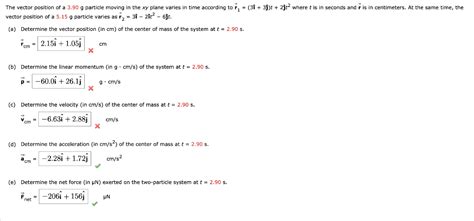 Solved The Vector Position Of A 3 90 G Particle Moving In
