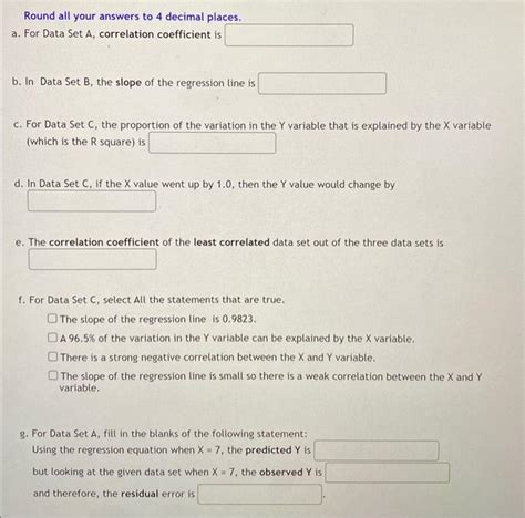Solved A For Data Set A Correlation Coefficient Is B In