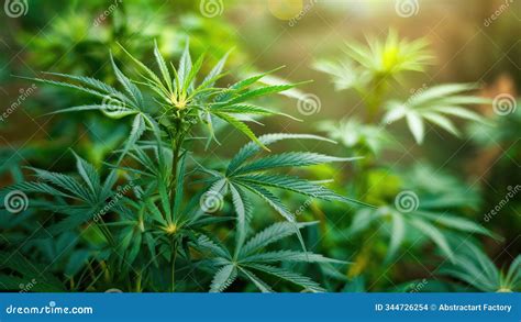 Illustration Of A Cannabis Indica Plants With Rays Effect From The Light Generative Ai Stock