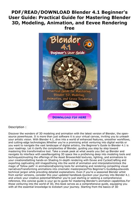 Pdfreaddownload Blender 41 Beginners User Guide Practical Guide
