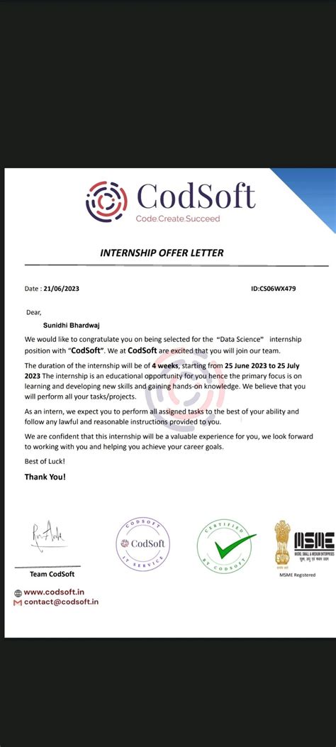 Codsoft Coding Internship Codsoft Sunidhi Bhardwaj