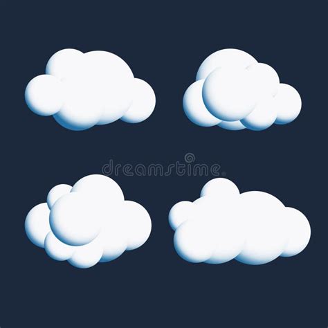 Vector White Cute Cloud Collection Simple Cloud Set For Weather