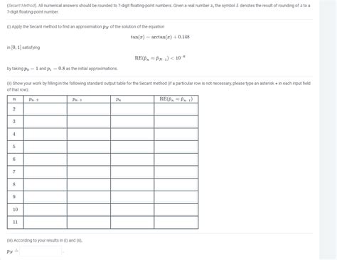 solved secant method all numerical answers should be