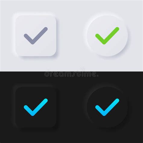 Check Mark Icon Set Multicolor Neumorphism Button Soft Ui Design