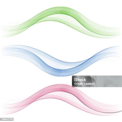 벡터 세트 추상파 패턴입니다 파란 파도 녹색 파도 빨간 물결 투명 웨이브 세트 컬러 웨이브 연기 파도 0명에 대한 스톡 벡터 아트 및 기타 이미지 Istock