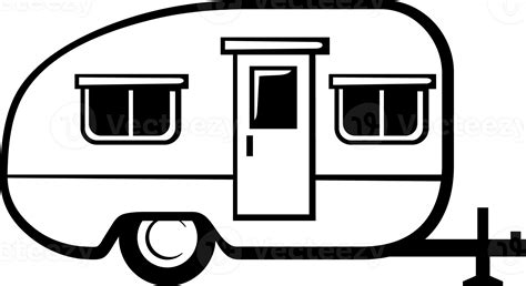 Camper Trailer Black And White Png Illustration 8505757 Png