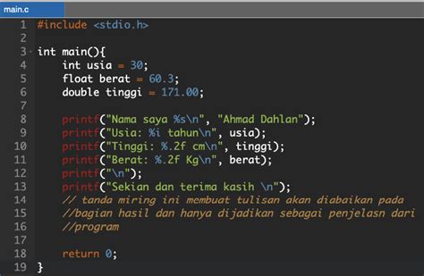 Tipe Data Dalam Bahasa Pemograman C Ahmad Dahlan
