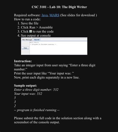 Solved Csc 3101 Lab 10 The Digit Writer Required