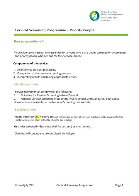 Cervical Screening Programme Priority People July2023 By Wbop Pho Issuu