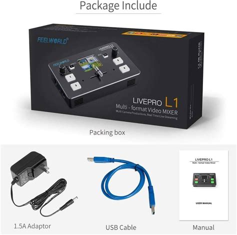 feelworld live pro l1 multi format video mixer switcher 4 x hdmi inputs multi usb 3 0 output 2