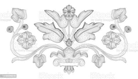 흰색 배경에 격리된 검은색 선으로 만든 장식 와이어프레임 정면도 3d 벡터 그림입니다 0명에 대한 스톡 벡터 아트 및 기타