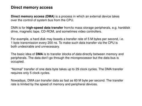 Ppt Direct Memory Access Direct Memory Access Dma Is A Process In