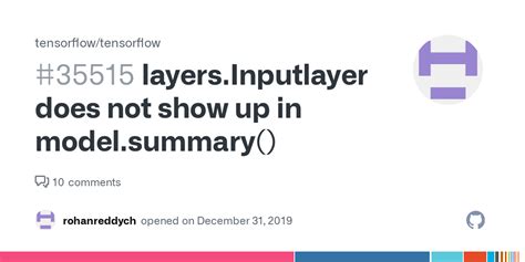 Layersinputlayer Does Not Show Up In Modelsummary · Issue 35515