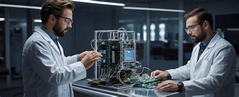 Premium Photo Professional Physicist Engaged In Quantum Computing Research In A Clean Room