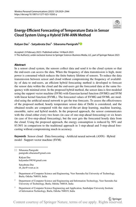 energy efficient forecasting of temperature data in sensor cloud system