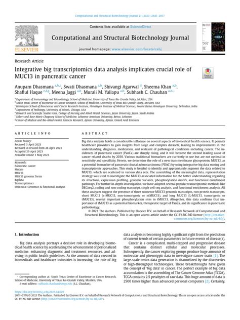 Muc13 Integrative Big Transcriptomics Data Analysis Implicates